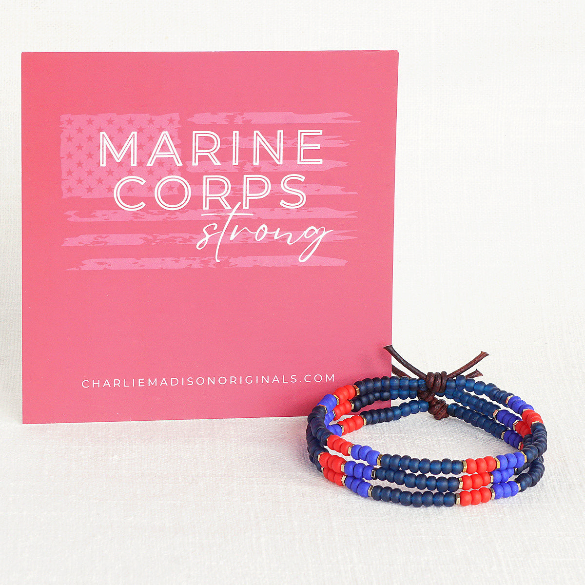 Marine Corps Strong Bracelet | Tiny Stacker Seed Bead Bra...